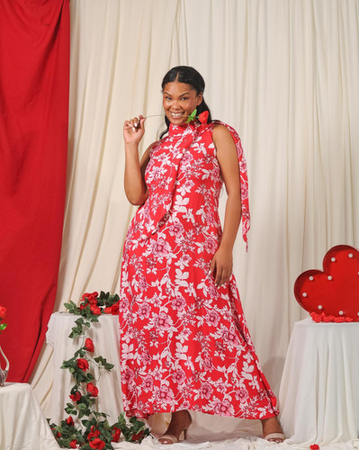 Phiwe Maxi Dress - Rose Print | Wild Earth