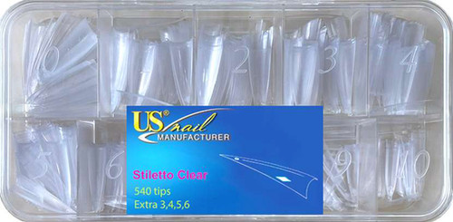 USN Stiletto Clear Tip Box (540 tips) | US NAIL ZONE