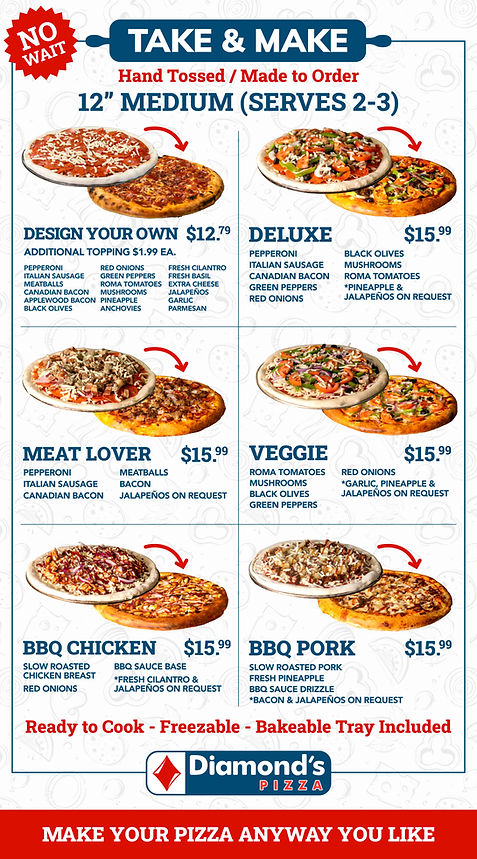 Menu | Diamond's Pizza HI