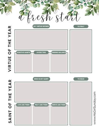 Saint & Virtue of the Year Goal Planner | HisGirlSunday