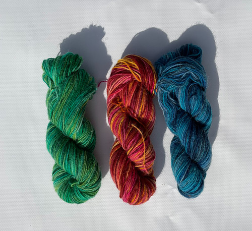 SPECIAL - Corriedale Wool felted Yarn-hand dyed | Glenora Weaving Shop
