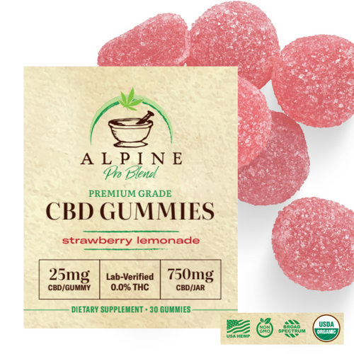 CBD GUMMIES 25mg Strawberry Lemonade | Alpine Pro Blend CBD