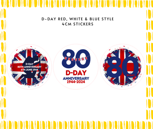 D-Day Anniversary Stickers Red, White & Blue Style | Big Mabel