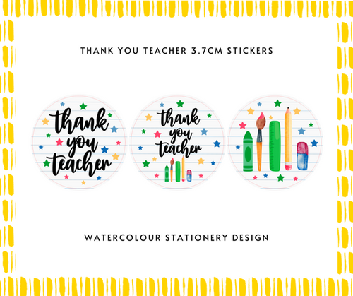 Thank You Teacher Stickers (Watercolour Stationery Design) | Big Mabel