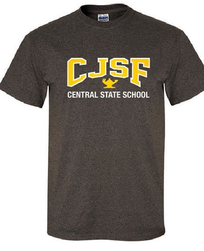 CJSF Logo T-Shirt in Graphite Heather with School Name | CSF Online Store