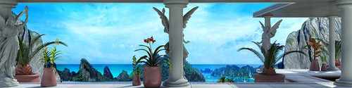 Mediterranean Columns By the Sea | 3dfenzart