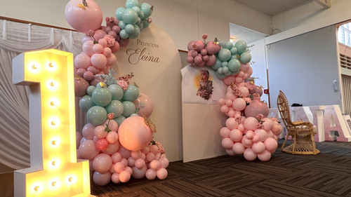 two arch with wording and garland setup | The Journey Wedding