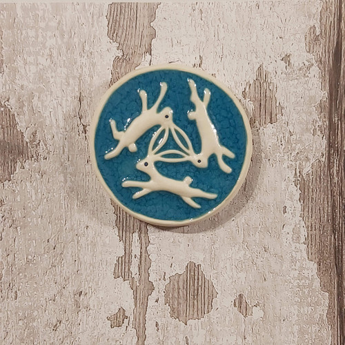 Round Three Hares Decorative Ceramic Tile | Pagoda Interiors