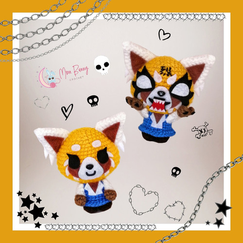 Aggretsuko Inspired Amigurumi Keychain Set | Moon Bunny Crochet