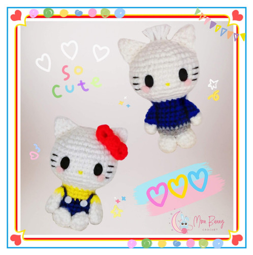 Dear Daniel and Hello Kitty Inspired Amigurumi Keychain Set | Moon ...