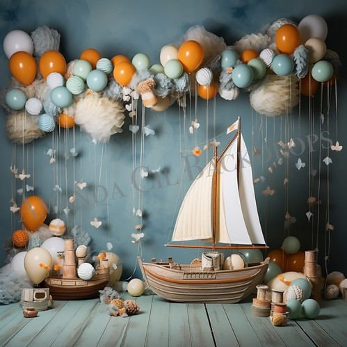 Boat Life Birthday Backdrop | Amanda Cil Backdrops