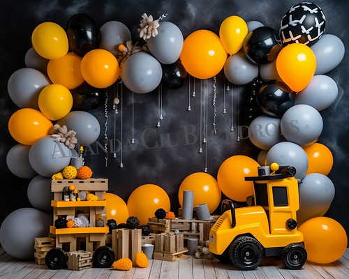 Under Construction Birthday Backdrop | Amanda Cil Backdrops