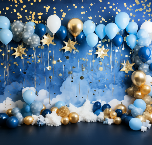 Cloudy Birthday Backdrop | Amanda Cil Backdrops