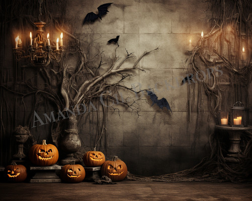 Scary Corner Children Halloween Backdrop | Amanda Cil Backdrops
