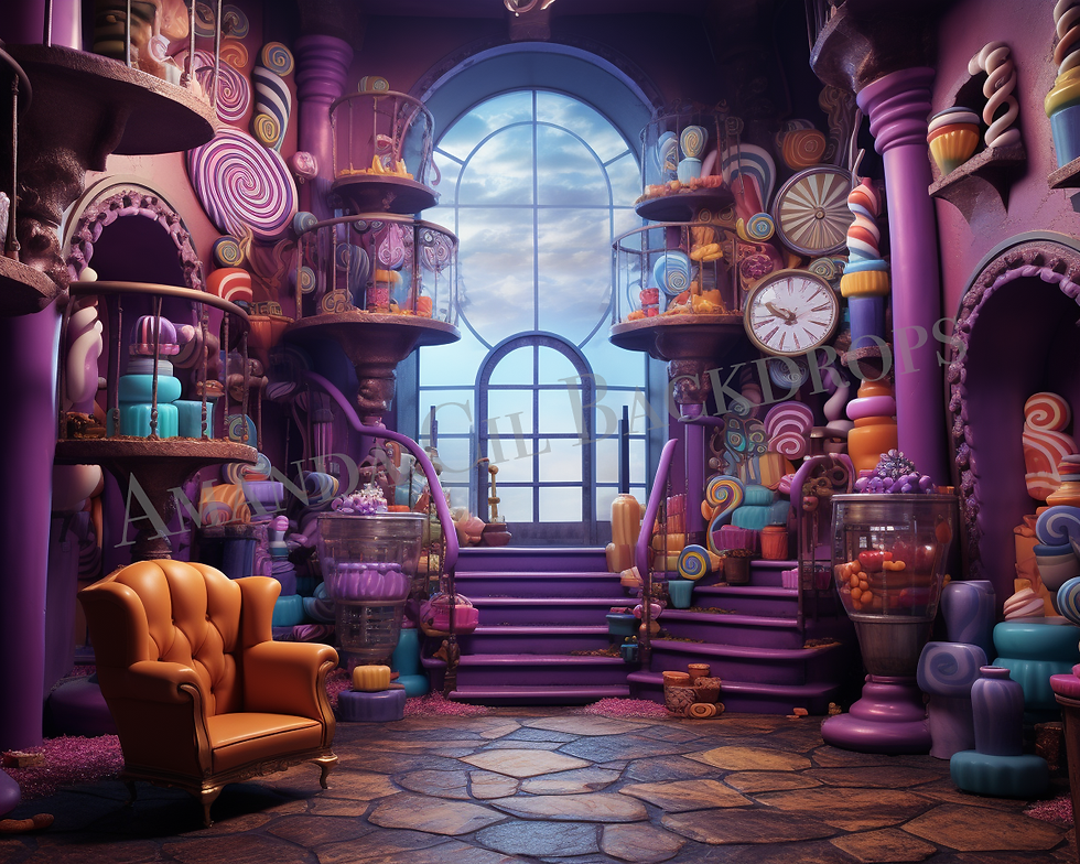 Wonka's Office Birthday Backdrop | Amanda Cil Backdrops