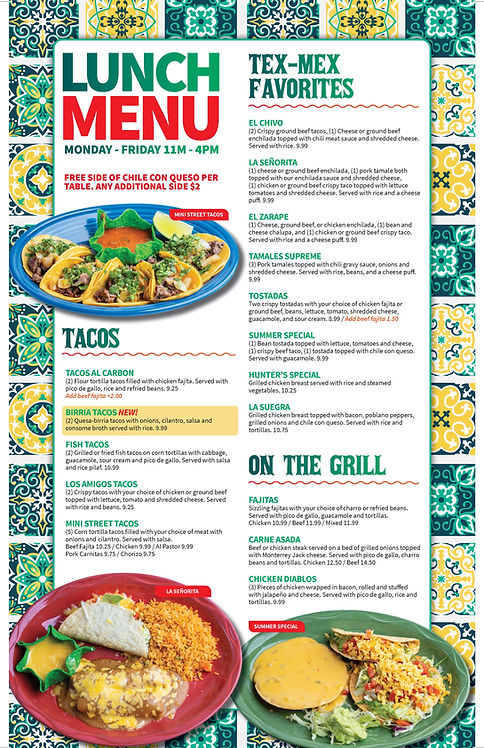 Lunch Menu | Agave Mexican Restaurant | Mexican food | Order food online