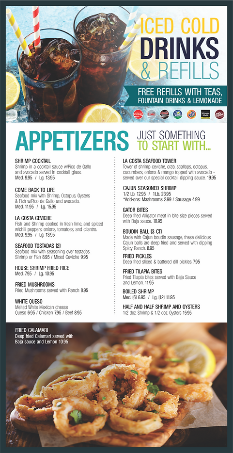 Menu | La Costa Seafood Grill | Mexican Food | Food near me