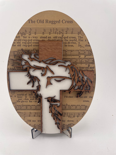 Old Rugged Cross with Jesus Silhouette Shelf Sitter | ReBorn