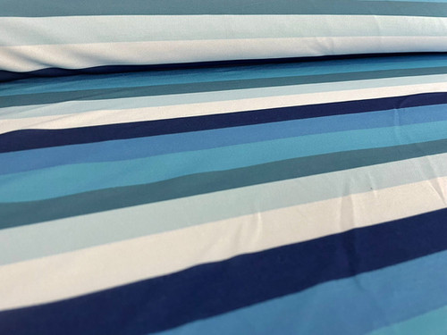 EXCLUSIVE Blue Stripes - ITY (Interlock Twist Yarn) | Knighton Fabrics