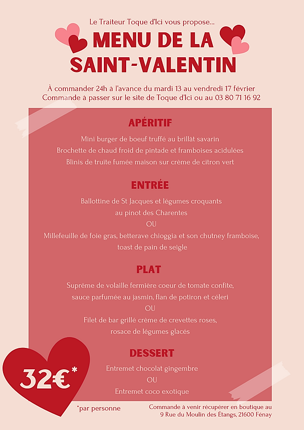 TOQUE D'ICI - Menu Saint Valentin