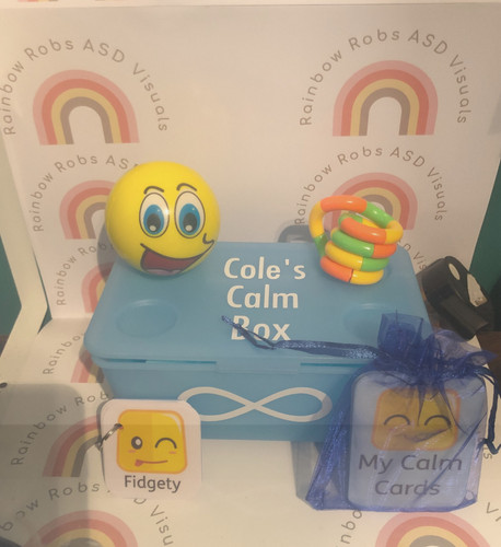 My Calm box with stress ball fidget tangle toy calm cards & feelings ...