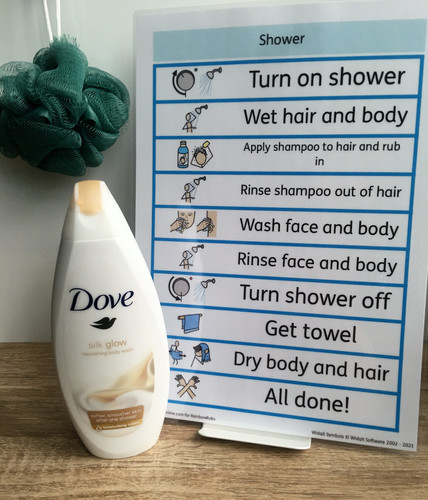 Shower & wash hair step-by-step instructions with visuals | Rainbow Robs