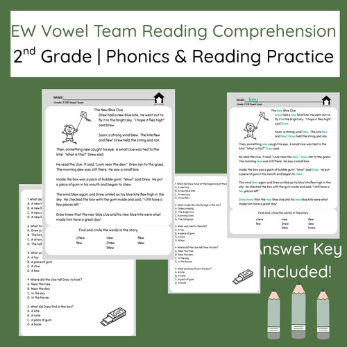 EW Vowel Team Reading Passage & Comprehension | 2nd Grade Phonics ...