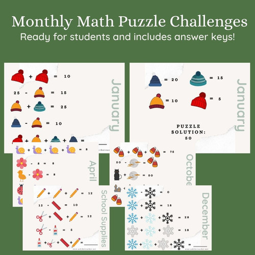 Monthly Math Puzzle Challenges | Ask the Teacher