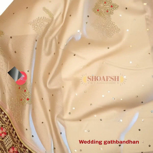 Premium Cream Wedding Gathbandhan Chunri | Shubh Vivaah Ritual Dupatta ...