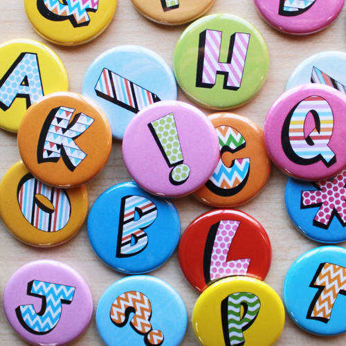 Large Cap Pattern Letter Pin And Magnet Badge | Anna Burton Designs