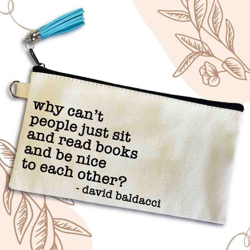 Book Lover Quotes Small Canvas Pouch Bag | Anna Burton Designs