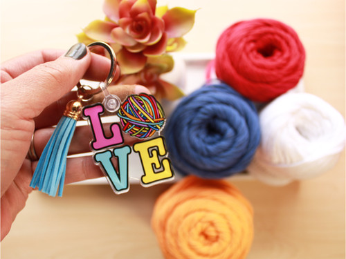 LOVE Yarn Acrylic Keychain | Anna Burton Designs