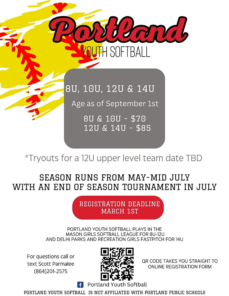 Portland Youth Softball registration is now open
