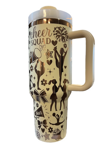 Cheerleading 40 ounce cream/rose gold tumbler | SilvaLiningDesigning