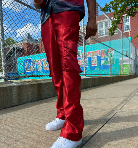 Satin Cargos Cherry Red | OPTIMIZED OUTWEAR.