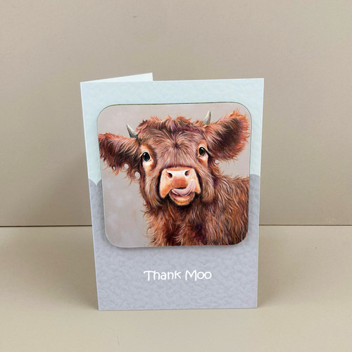 Thank Moo Coaster Card | janlairdart