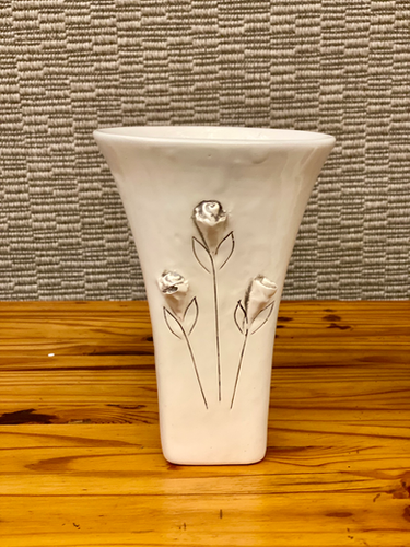 'V' Vase with Rose detail | Wild Emporium