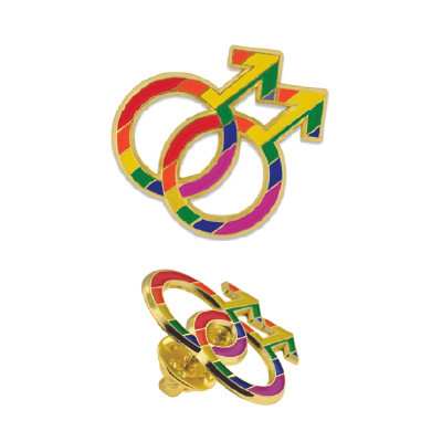 Double Mars Symbol Pin Rainbow Colour | POUI Ltd