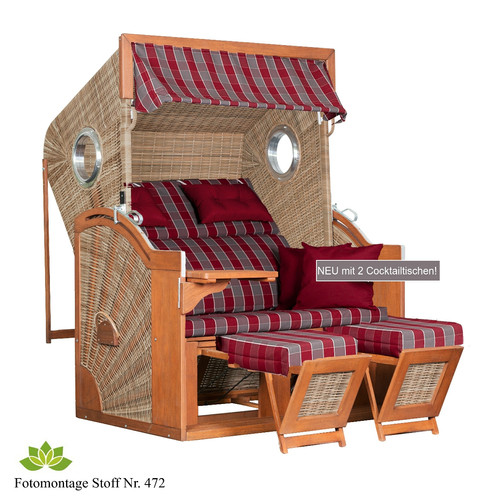 Strandkorb TRAUNSEE Bullauge (Pinie / Geflecht honig) | Strandkorb Nagl