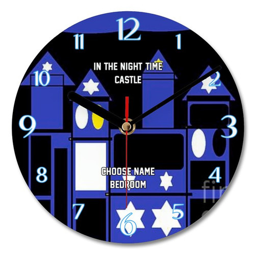 In the night time castle - Mid blue.Customised with childrens name or ...
