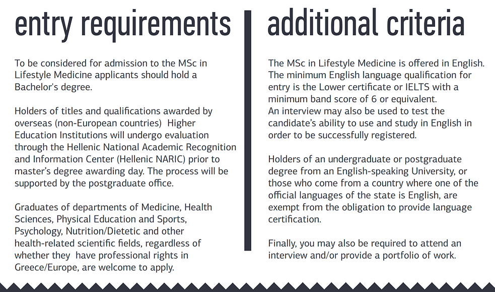 Entry Requirements | Lifestyle Medicine