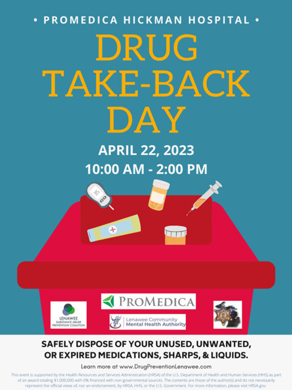 Drug Take Back Program in Adrian, MI on April 22, 2023