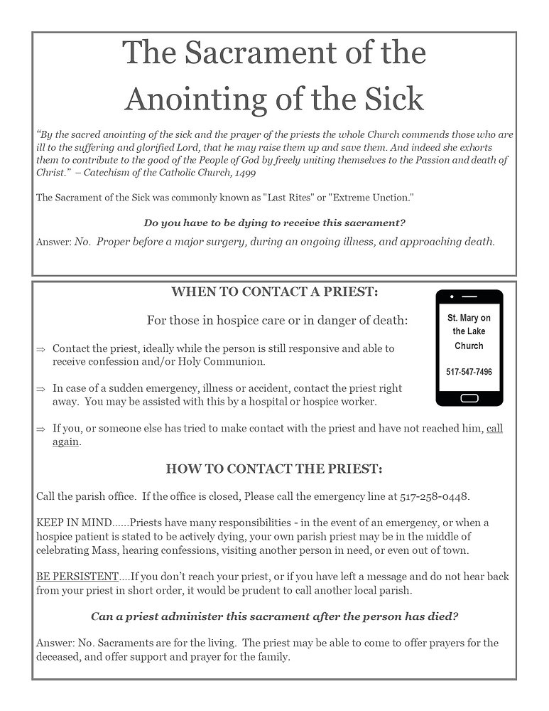 The Sacrament of the Anointing of the Sick