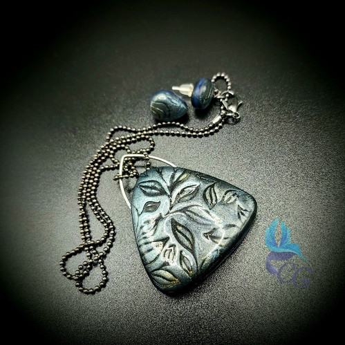 Necklace and earrings jewelry set "Polymer clay glazed" - Colibri Gems