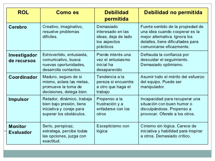 Roles de equipo en el trabajo