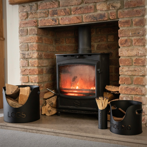 Fireplace Kindle and Log Buckets with Matching Matchstick Holder ...