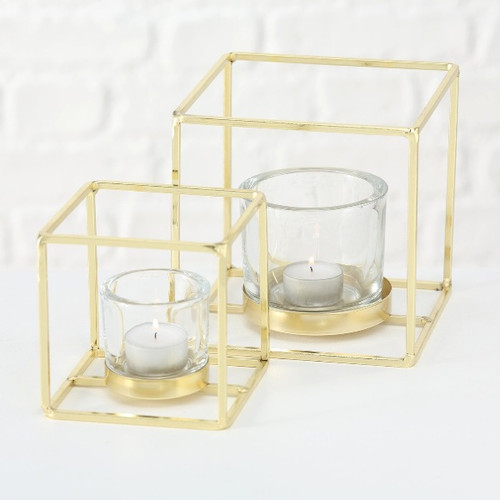 Gold Square Rimmed Candle Holder | Dajac Home Interiors