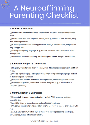 A Neuroaffirming Parenting Checklist | Grow Therapy Service