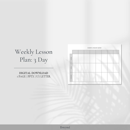 Weekly Lesson Planner 3-Day PowerPoint Template | Everyoul Templates