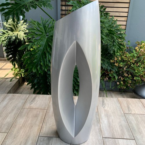 Silver Gloss Slanted Fibreglass Pot with Hole | Anita